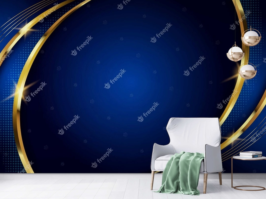 Living Room 3D Wallpaper Blue Wall Mural 3D Wall Paper 55 - Etsy