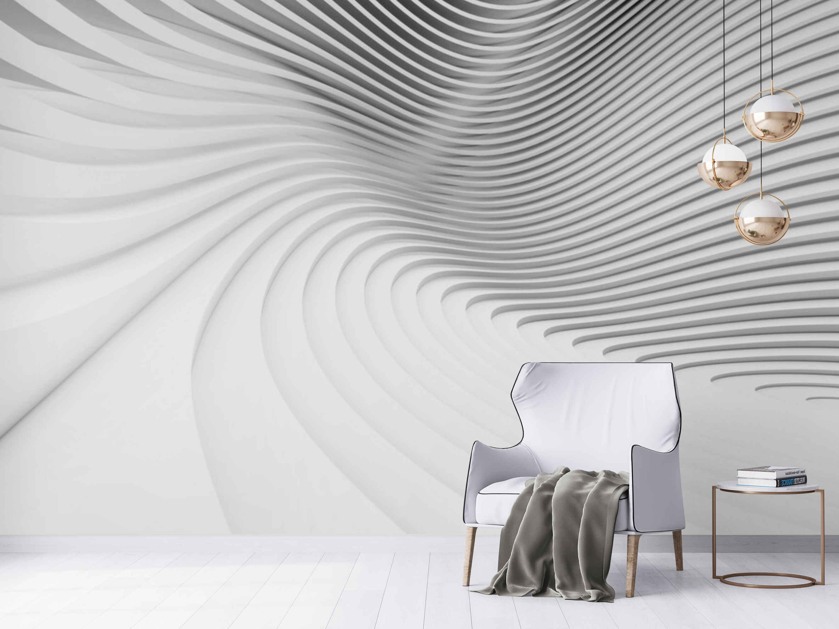 3D Curved Shapes Wallpaper Mural: Abstract Peel and Stick Wall Art - Etsy