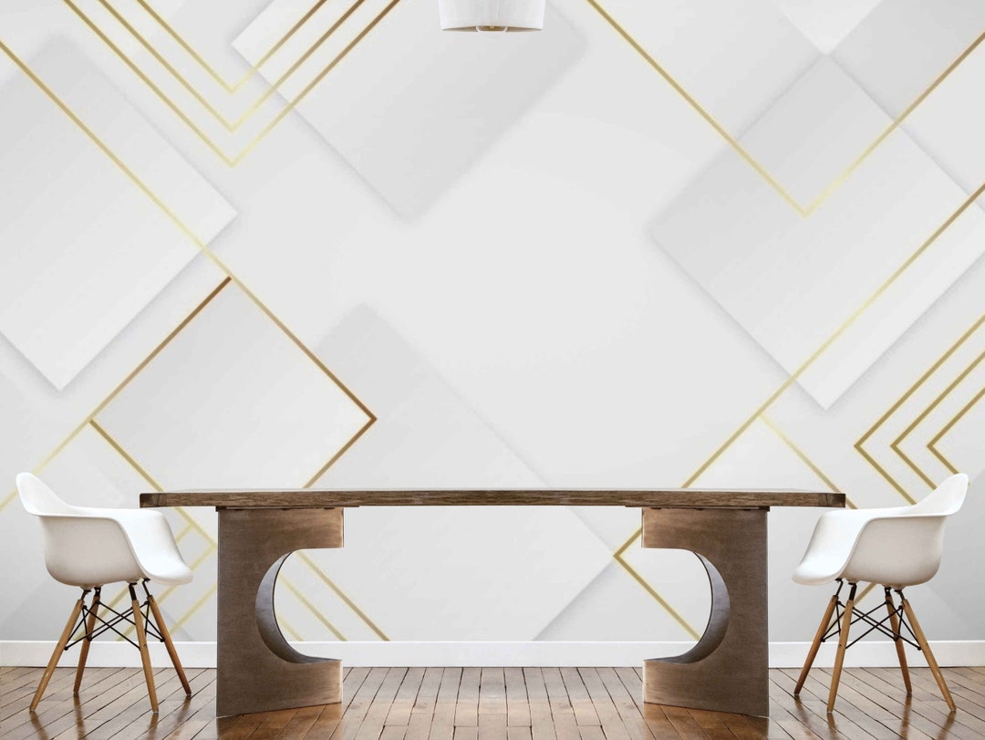 Luxury Gold 3D Wallpaper, Elegant White Gold Mural, Peel and Stick ...