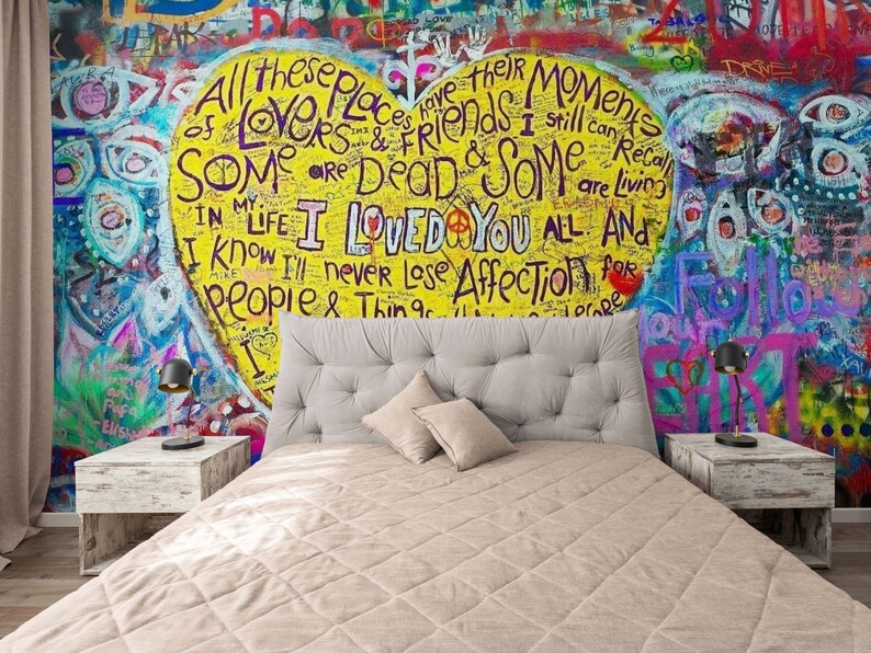 Graffiti Wallpaper Mural Accent Walls Graffiti Wall Mural - Etsy