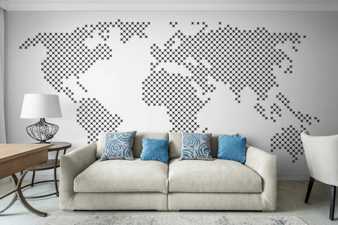 Creative World Map Wall Mural Wallpaper Peel and Stick, Modern and ...