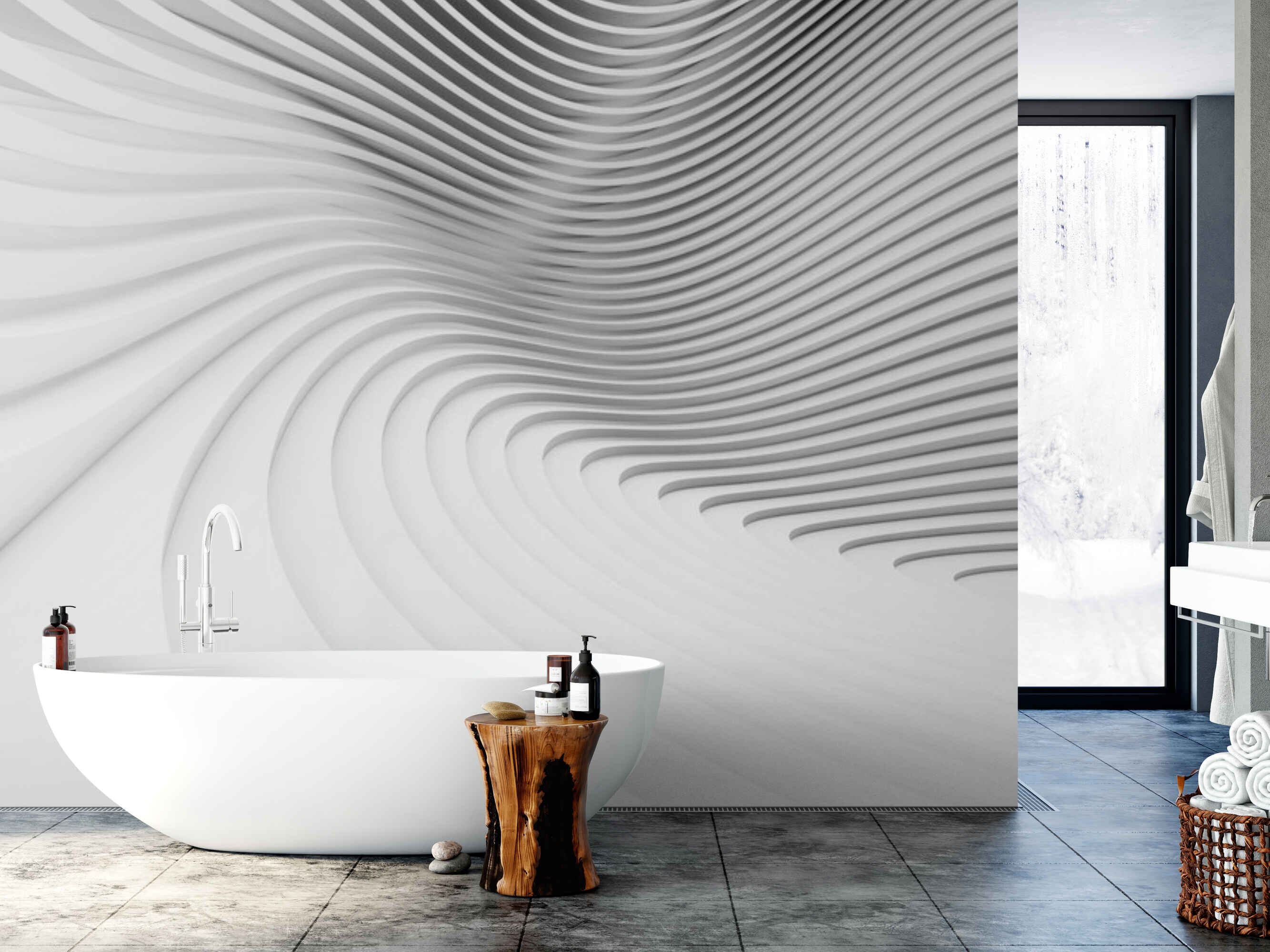 3D Curved Shapes Wallpaper Mural: Abstract Peel and Stick Wall Art - Etsy