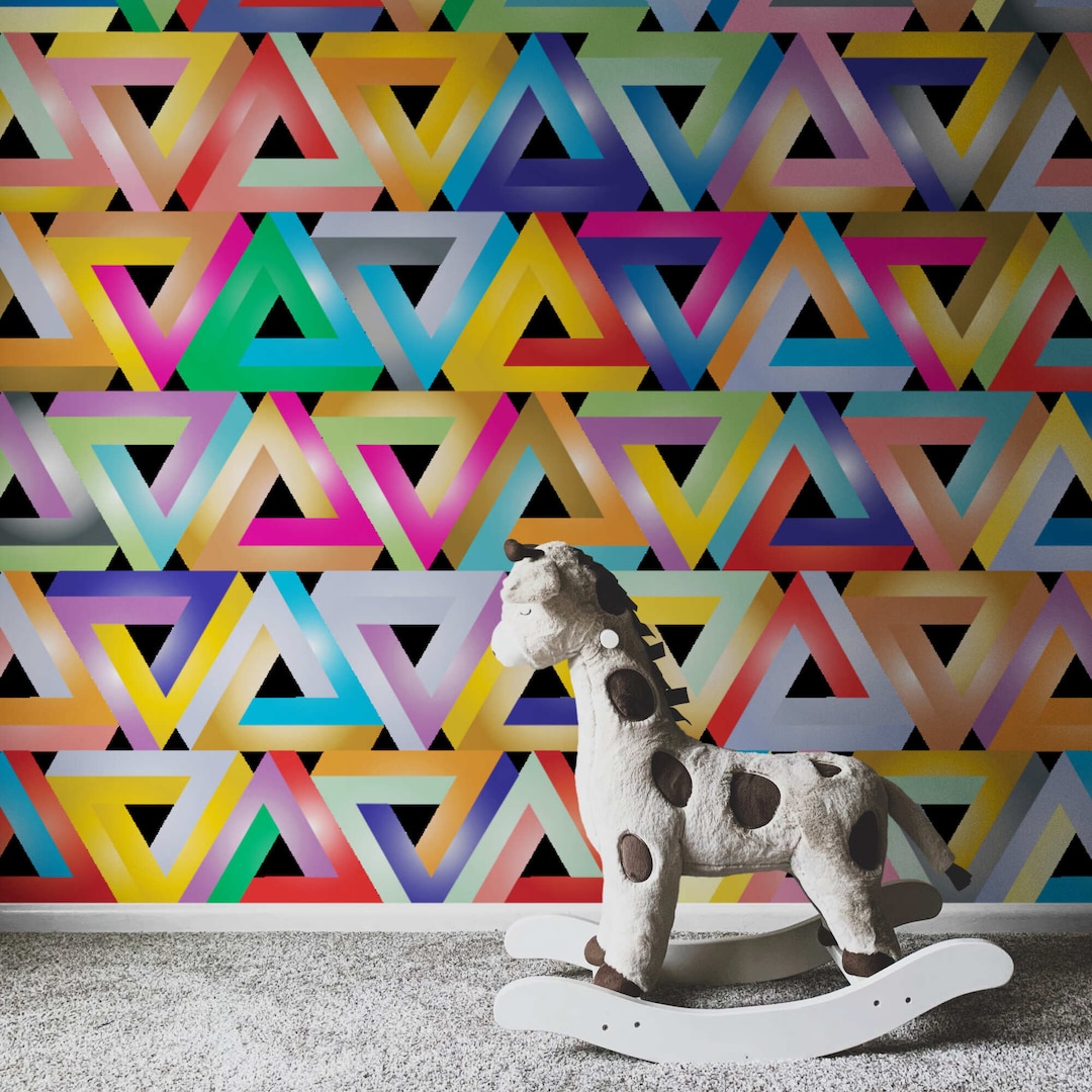 Kids Wallpaper Colorful Wall Mural Geometric Kids Play Room Wallpaper ...