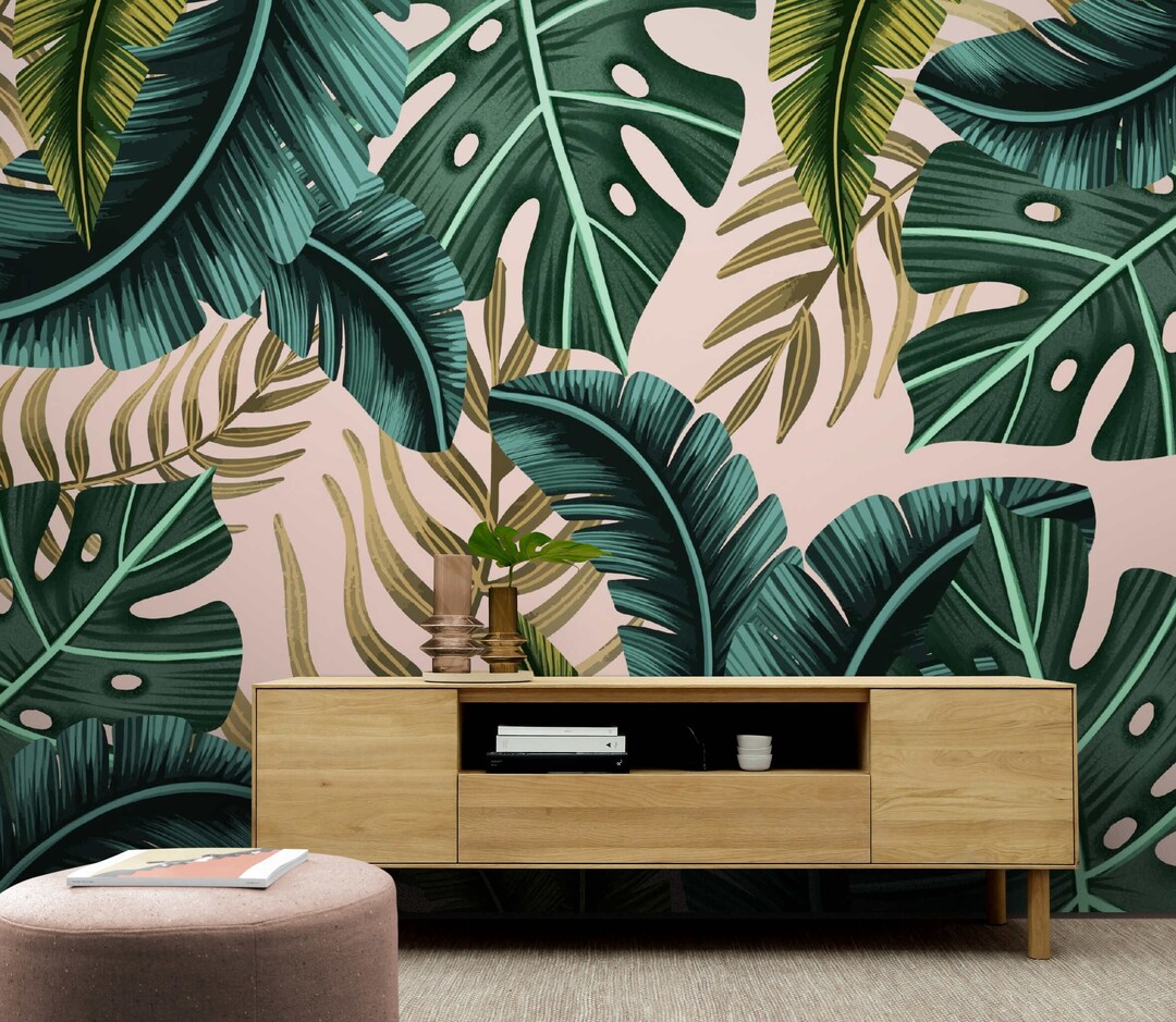 Nature Tropical Leaves Wallaper for Wall, Bedroom or Living Room Wall ...