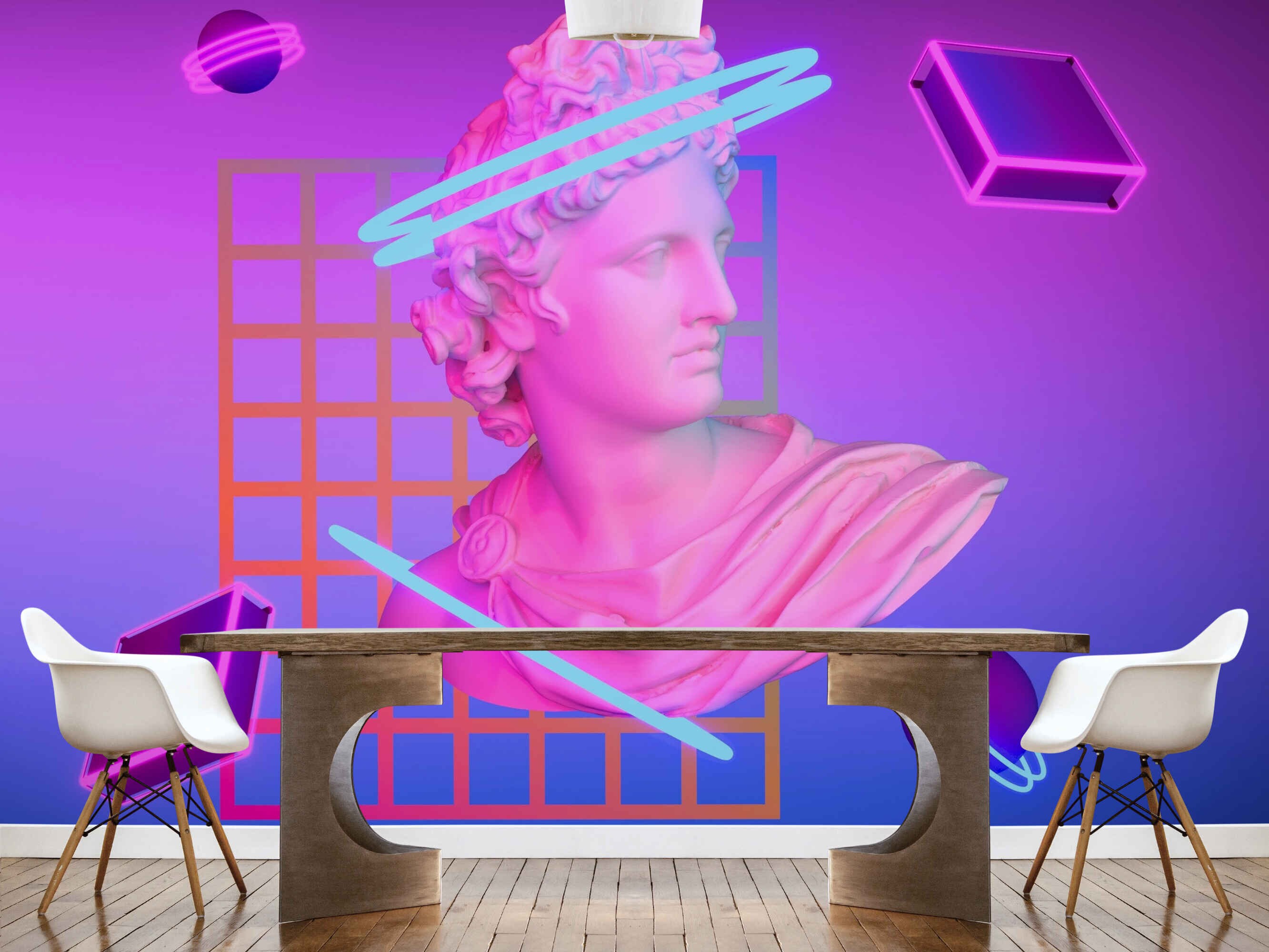 Art Aesthetic Wallpaper, Cyber Apollo, Greek Statue Wallpaper, Cyber 3D ...