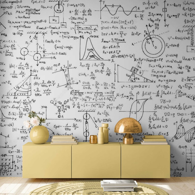Physics Wall Paper Formula Wall Mural Art Wallpaper Custom Wall Design ...