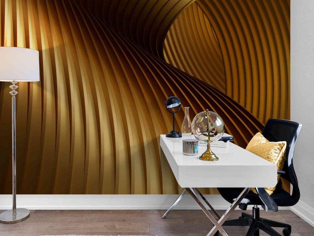 Luxury Gold 3D Wallpaper – Modern Abstract Wall Mural for Office and ...