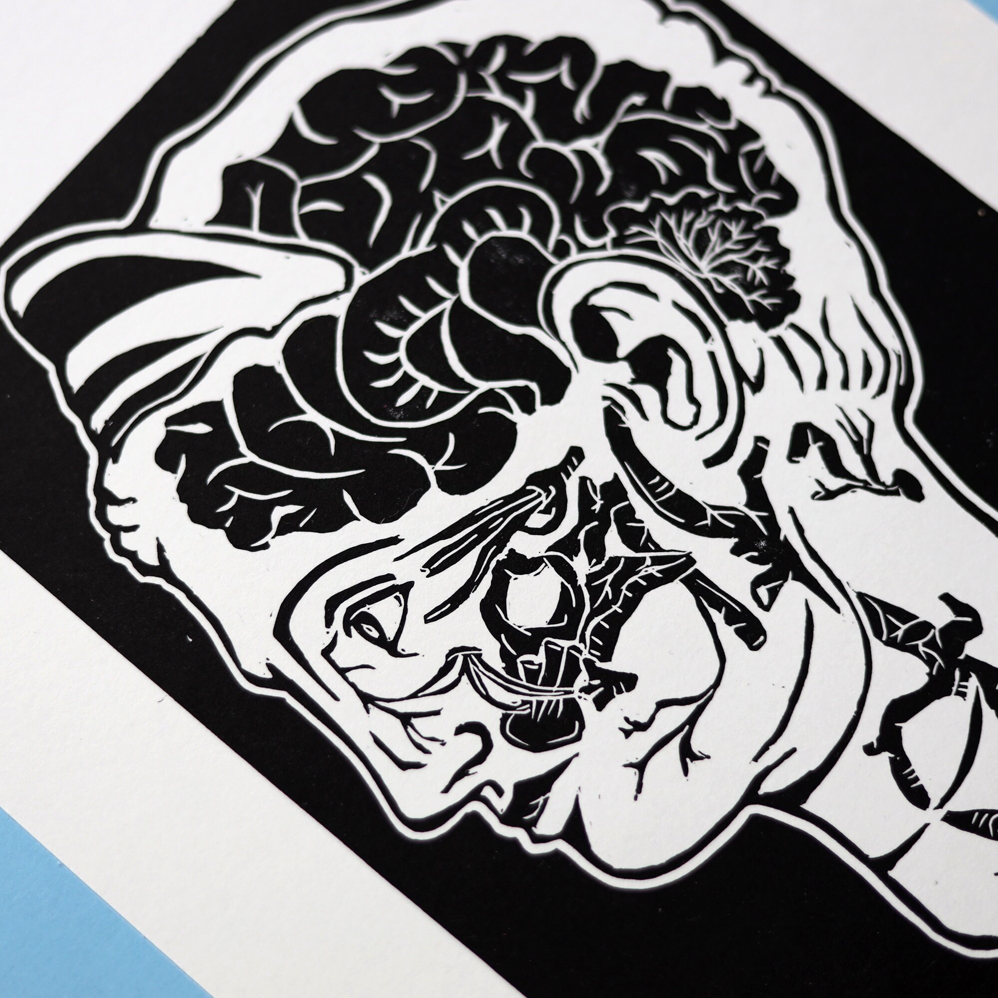 Linocut artemis Cerbrum Anatomy Mythology - Etsy Ireland