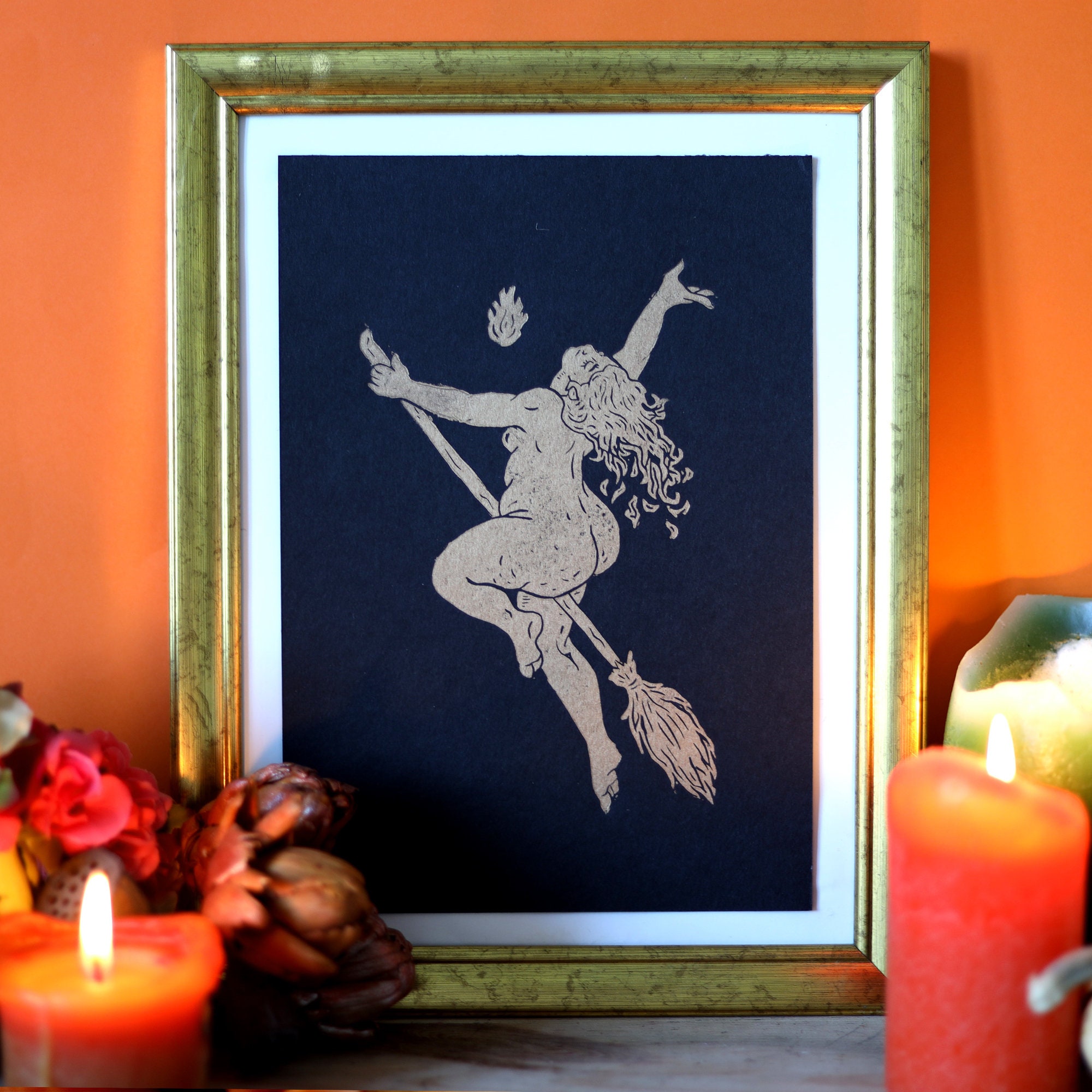 Linocut witch Rebecca Anatomy Witch 15x21cm - Etsy
