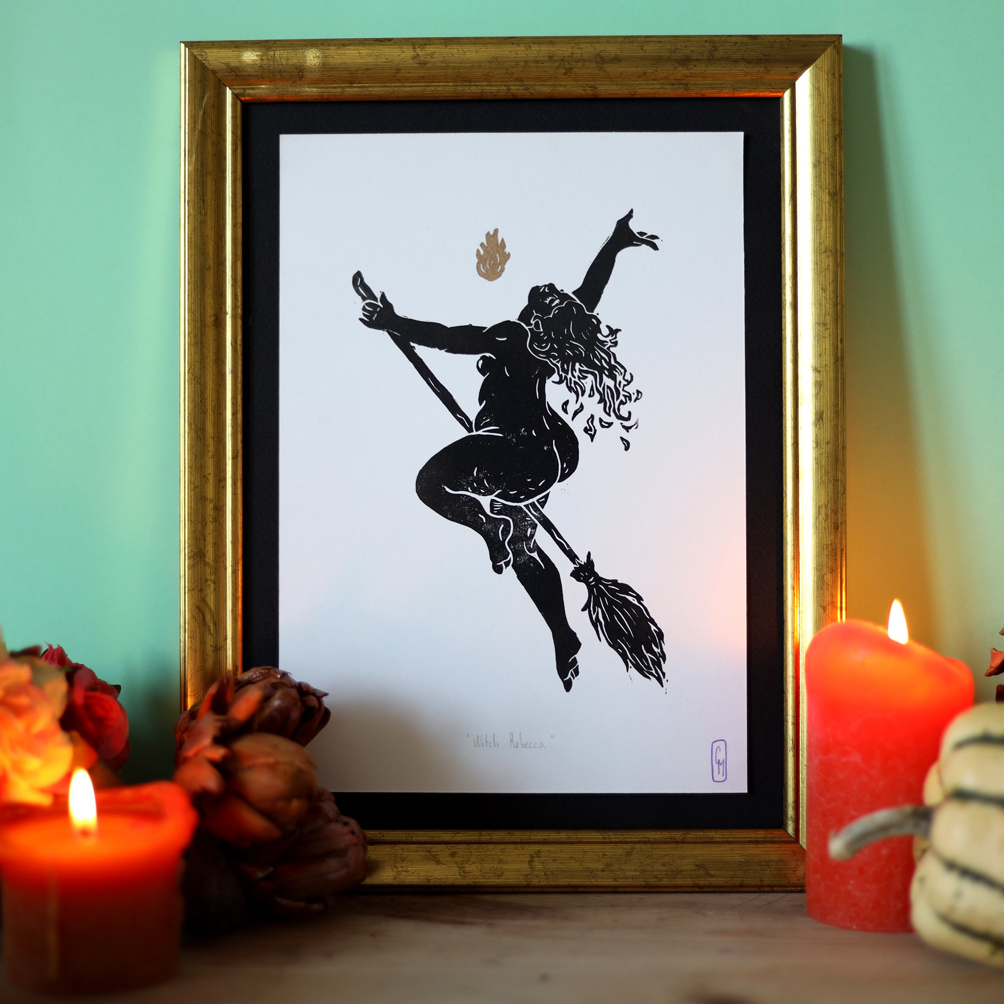 Linocut witch Rebecca Anatomy Witch 15x21cm - Etsy