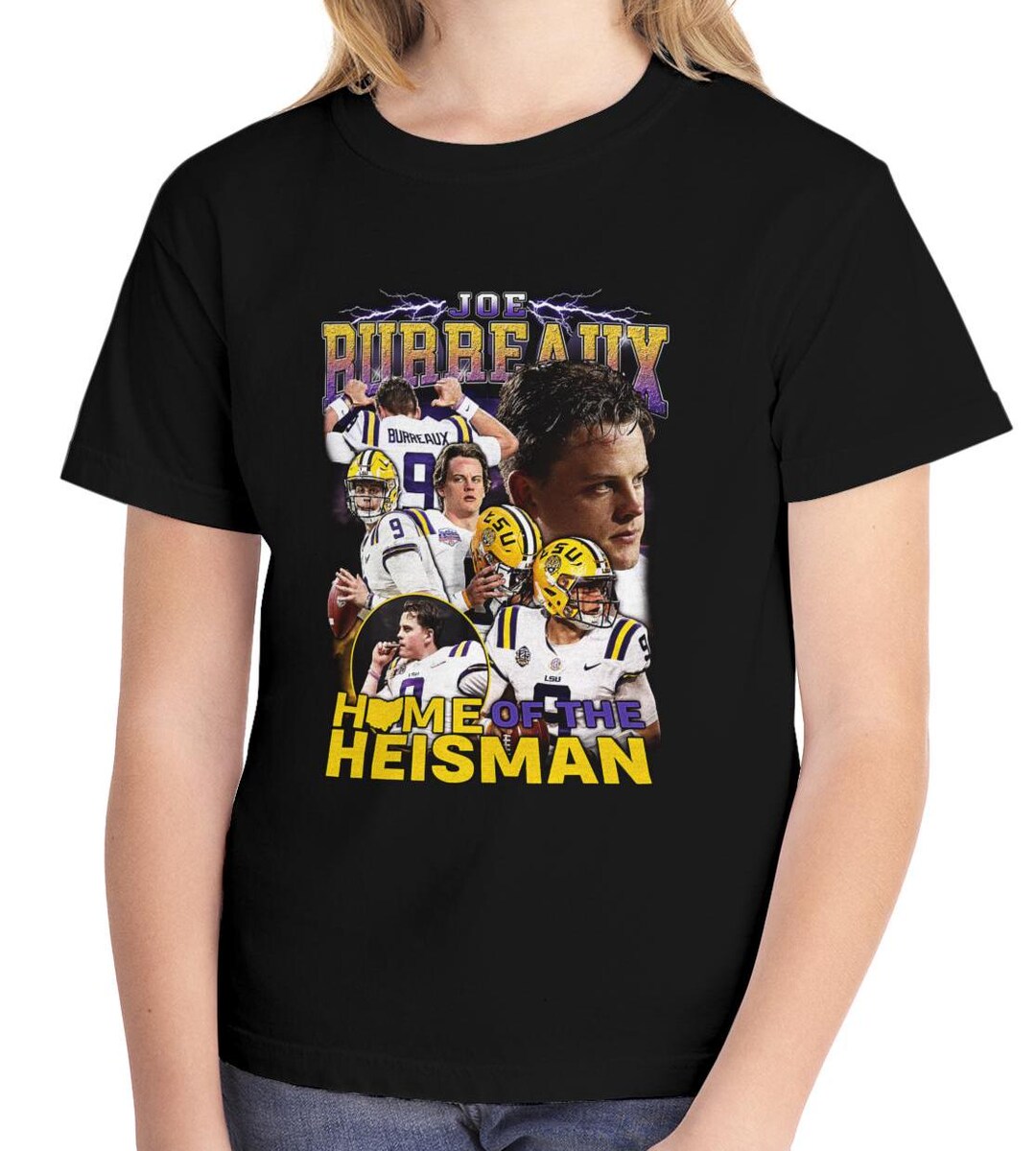 90s Vintage Style Joe Burrow Jeaux Burreaux Youth Midweight Tee Sport ...