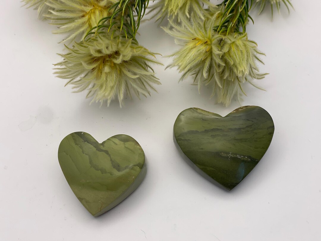 Temora Greenstone Hearts - Etsy