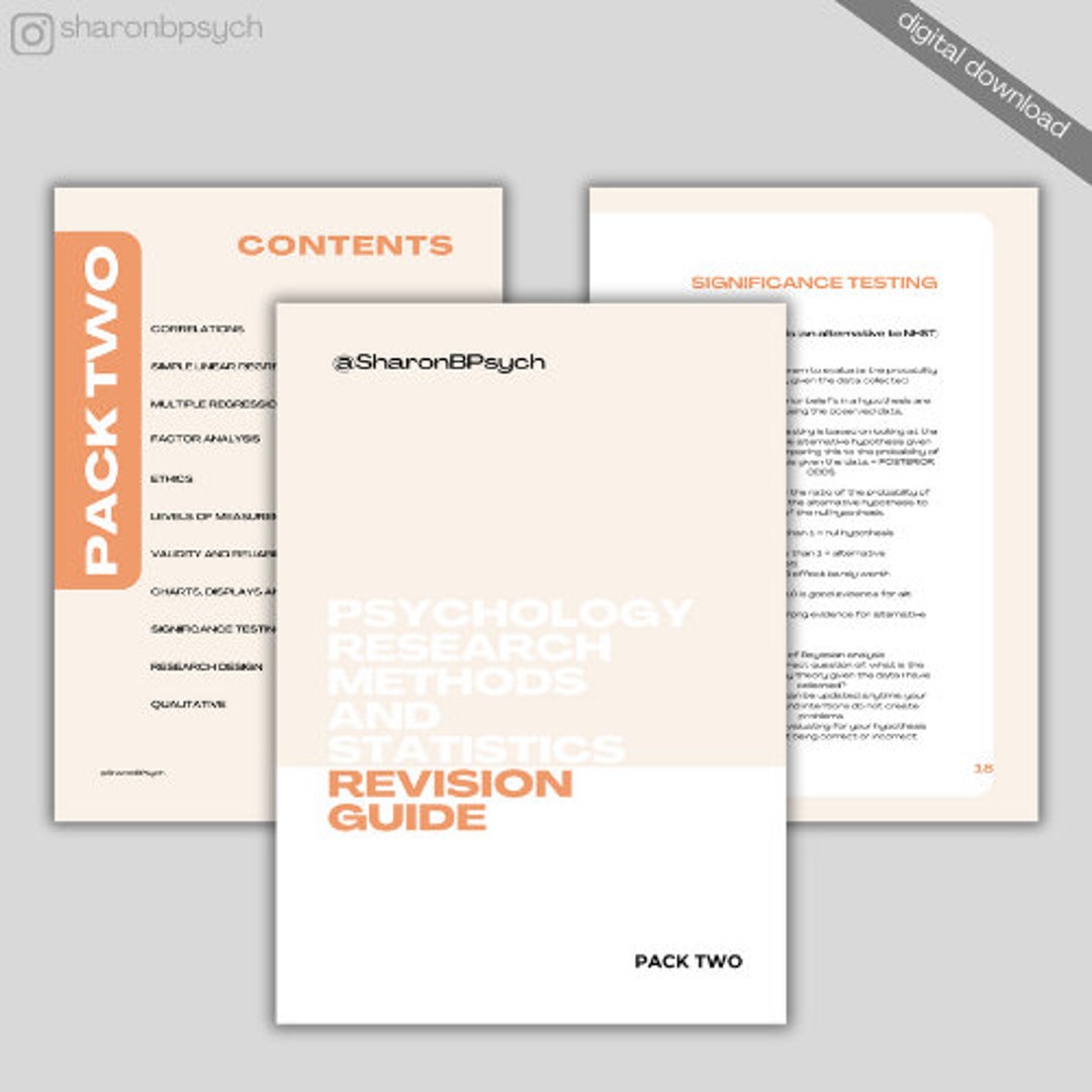 Psychology Research Methods and Statistics Revision Guide - Pack Two ...