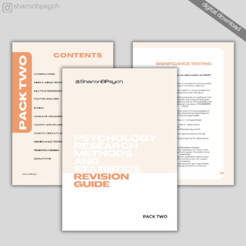 Psychology Research Methods and Statistics Revision Guide - Pack One ...