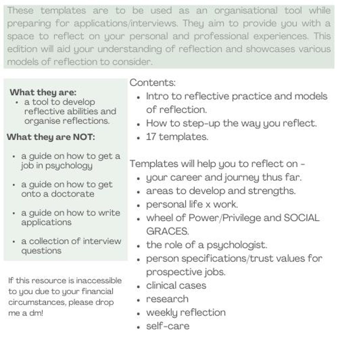 Sharon B Reflective Templates for Aspiring Psychologists || Reflective ...