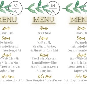 Wedding Menu Card, Party Menu Card, Front and Back, Triple Print Menu ...