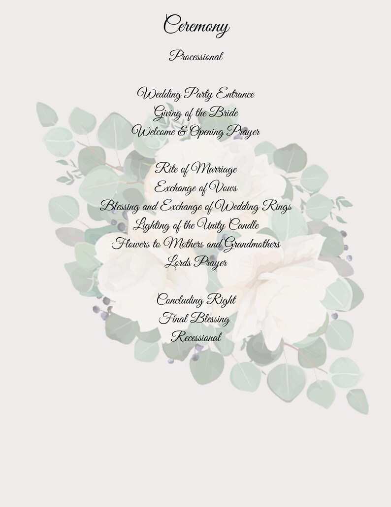 Wedding Program Design, Wedding Program & Menu Design - Etsy