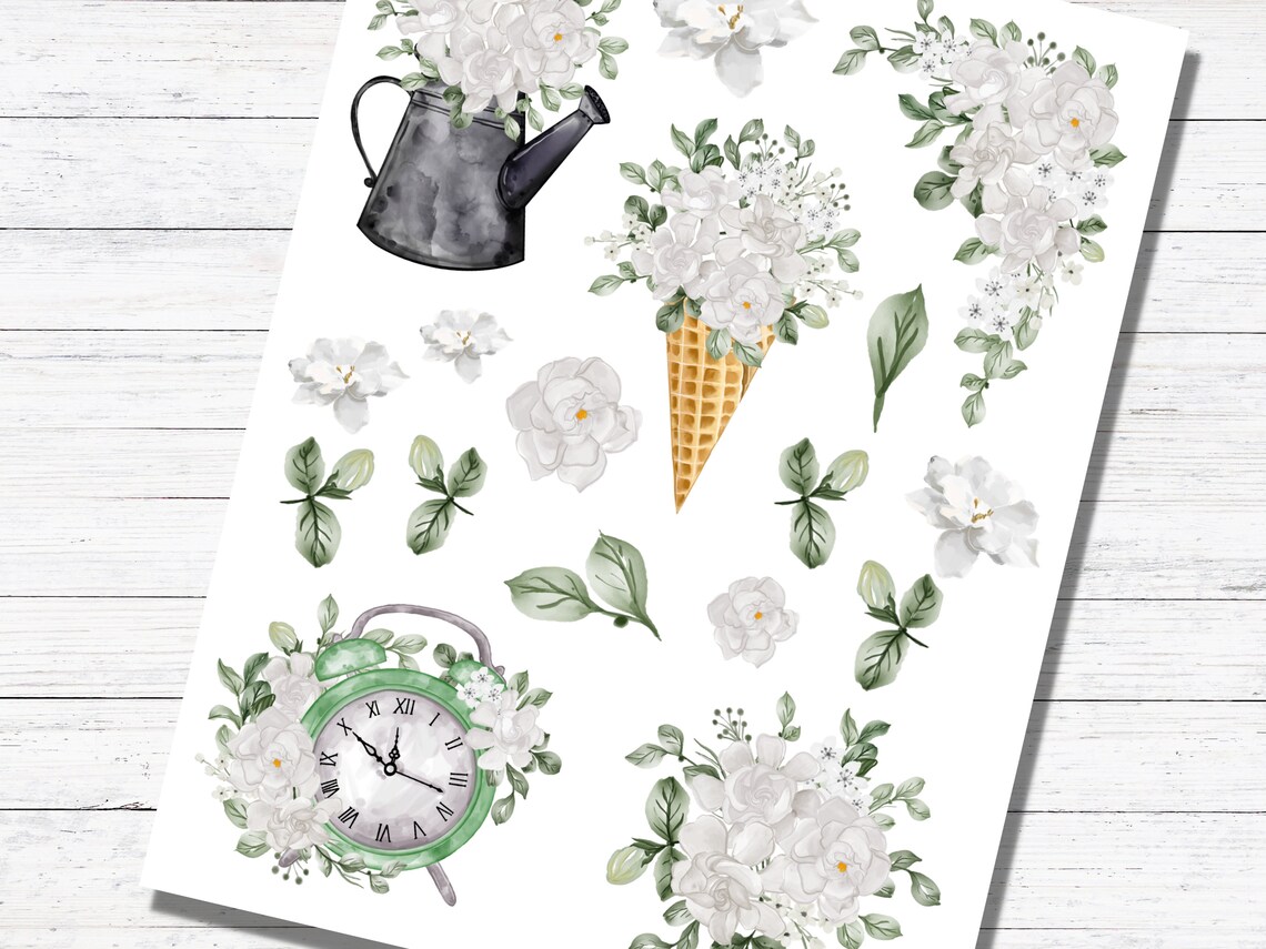 Gardenia Clipart, Floral Clipart, White Gardenia, Flower Stickers ...