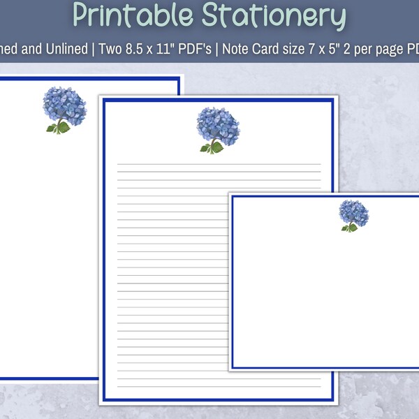 Hydrangea Printable Stationery - Etsy