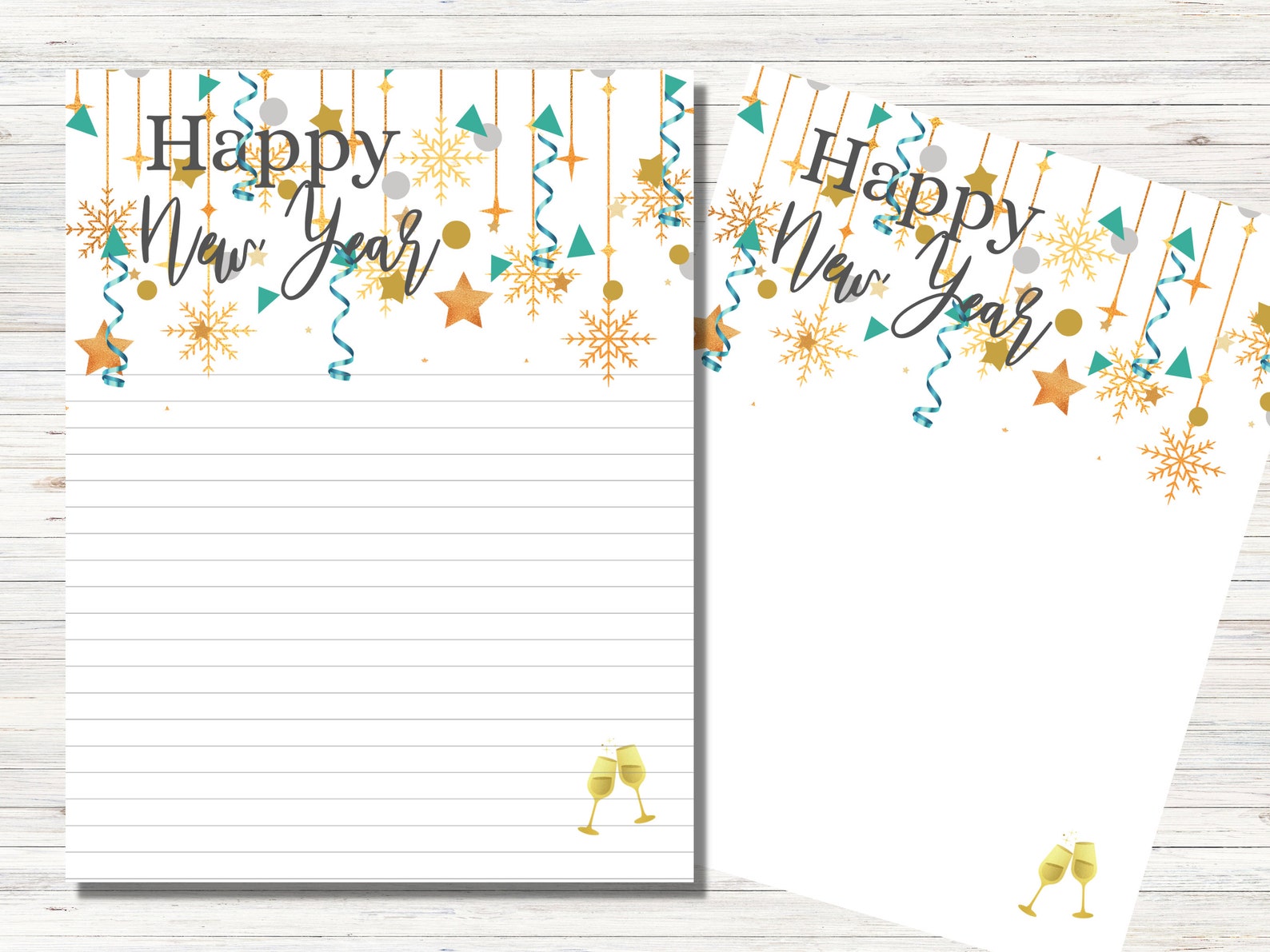 Happy New Year Printable Paper, Letter Writing Journal Pages, New Year ...