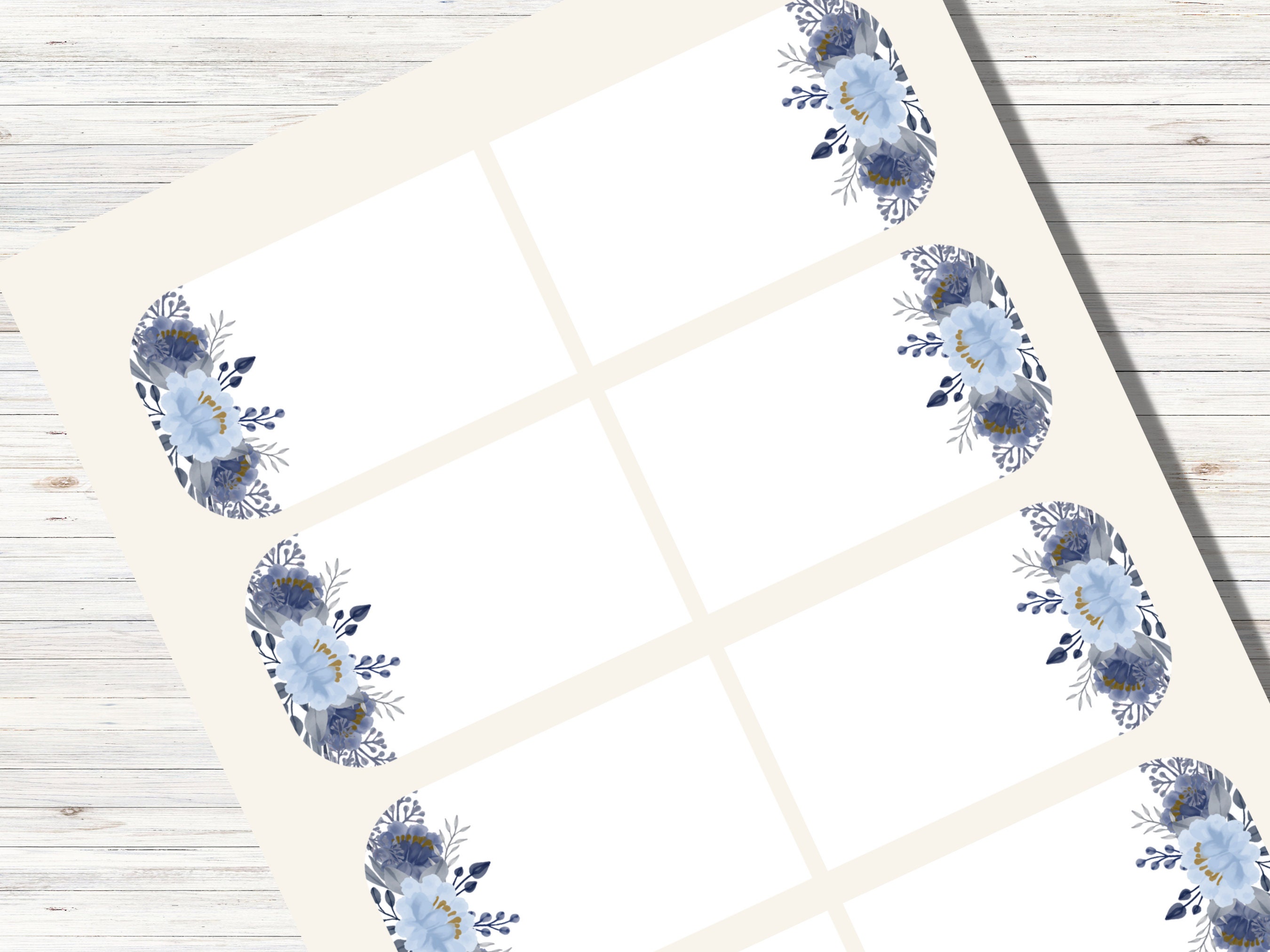 Blue Floral Gift Tags: Printable Favor Labels (PDF) - Etsy