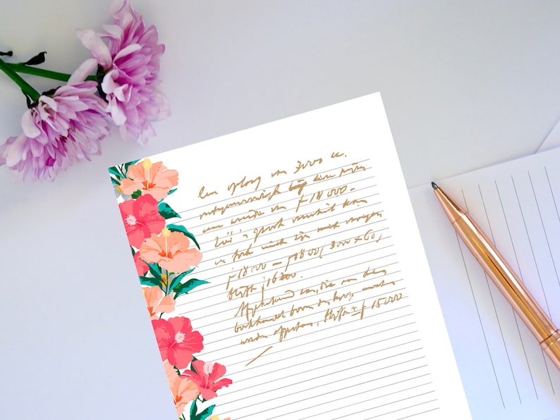 Tropical Stationery, Flower Letter Paper, Printable Pages, Flower ...