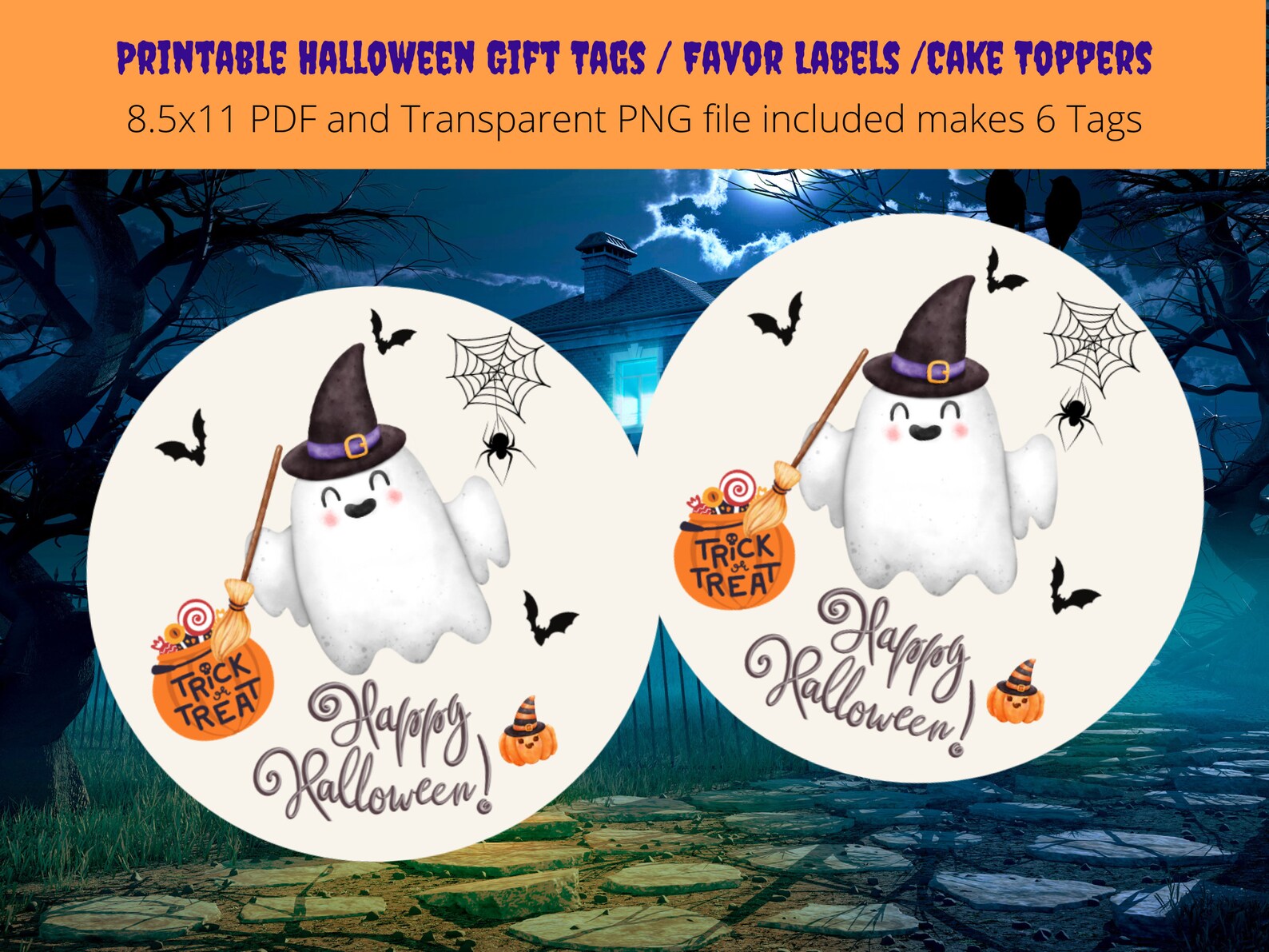 Editable Halloween Gift Tags, Treat Bag Labels (instant Download) - Etsy