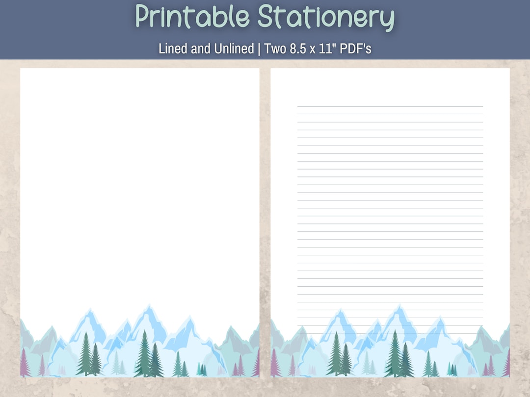 Mountain Landscape Stationery Printable Paper, Letter Writing or ...