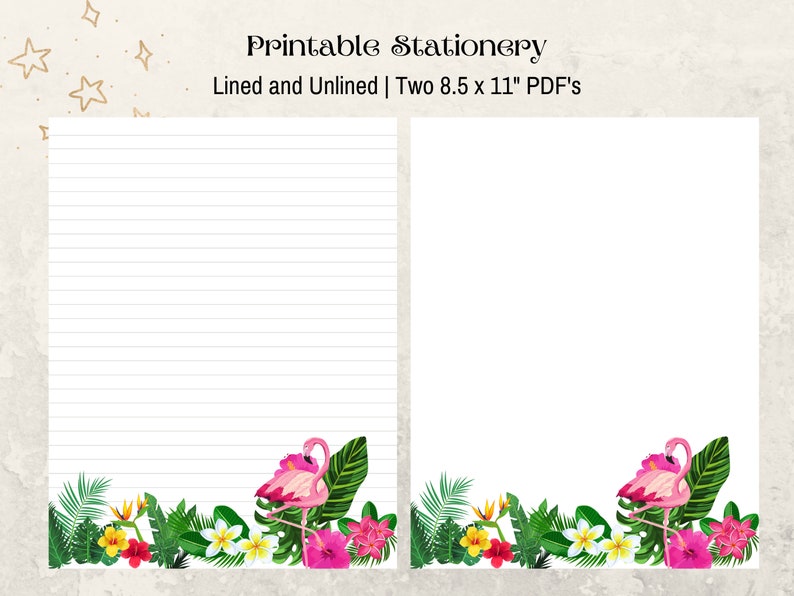 Flamingo Printable Stationery: Watercolor Floral Notepaper, Notepaper ...