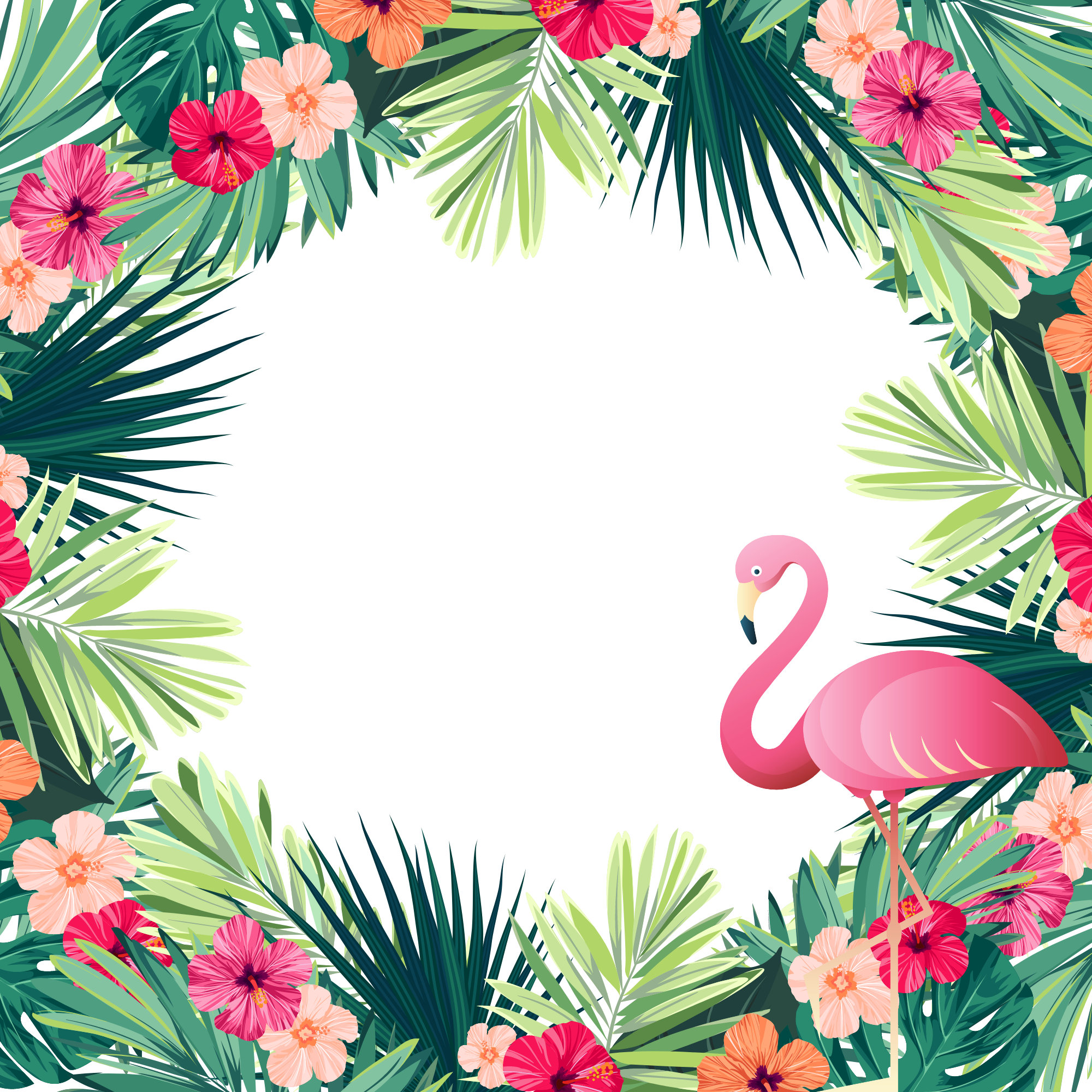 Tropical Flamingo Print: Collage Paper, Scrapbook Border (digital ...