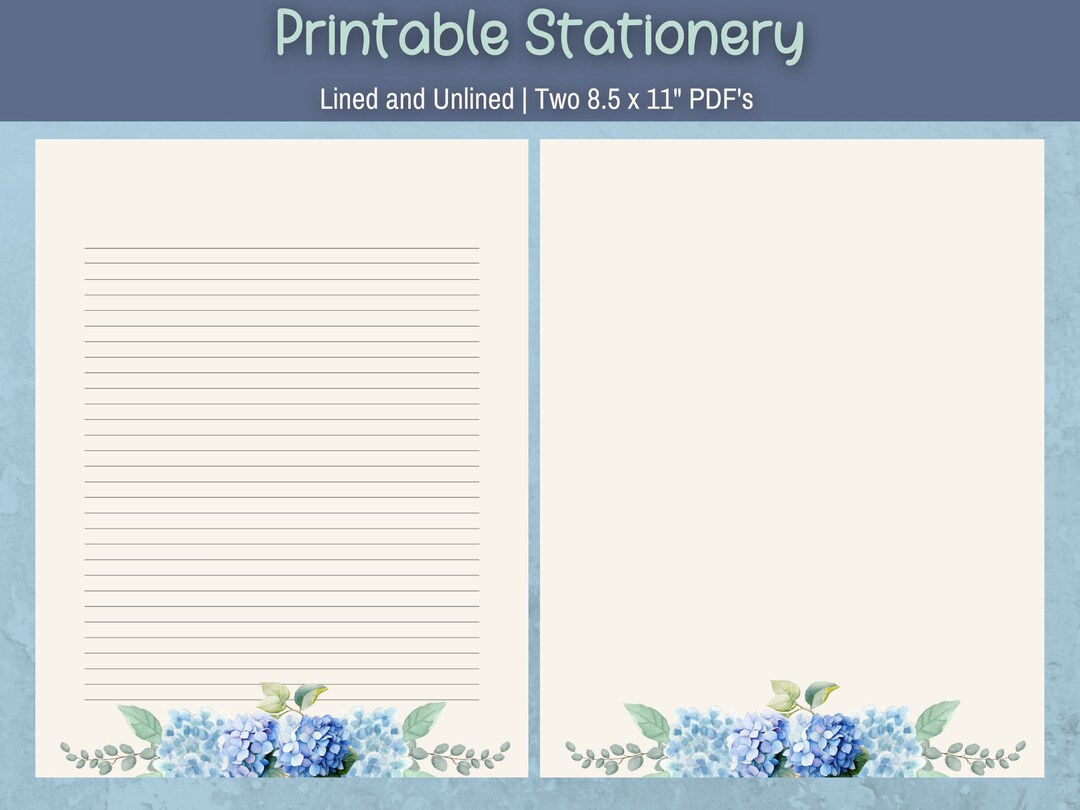 Blue Hydrangea, Hydrangea Writing Paper, Floral Writing Paper, Letter ...