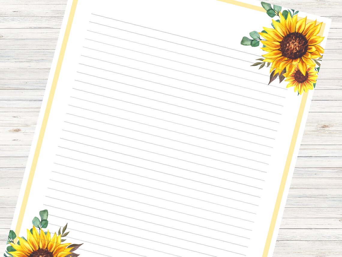 Sunflower Stationery Printable Paper Letter Writing Journal - Etsy