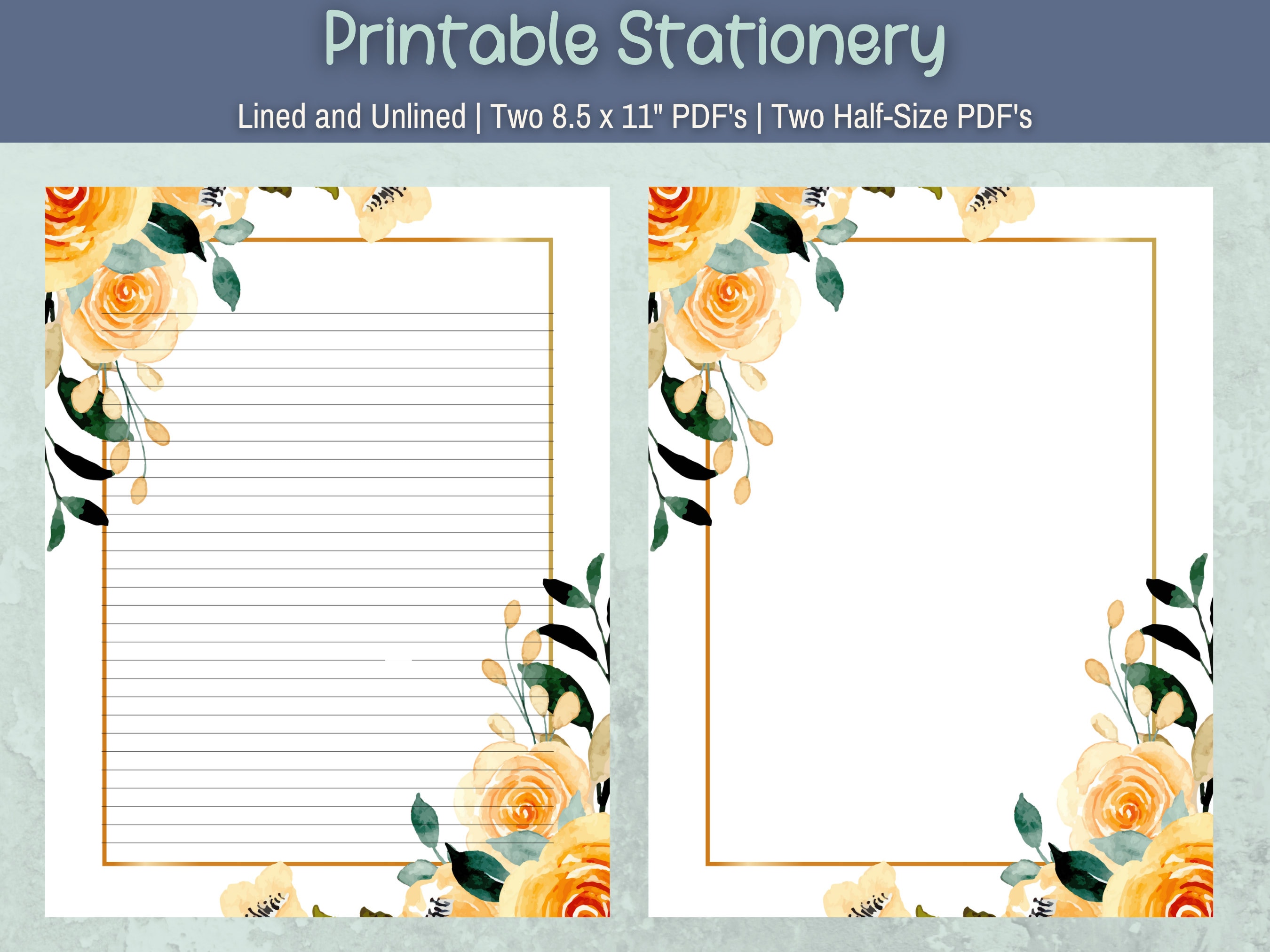 Printable Rose Stationery