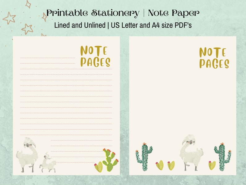 Baby Lama Writing Paper, Printable Stationery, Baby Animal Thank You ...
