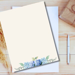 Blue Hydrangea Stationery: Floral Writing Paper With Envelope (PDF) - Etsy