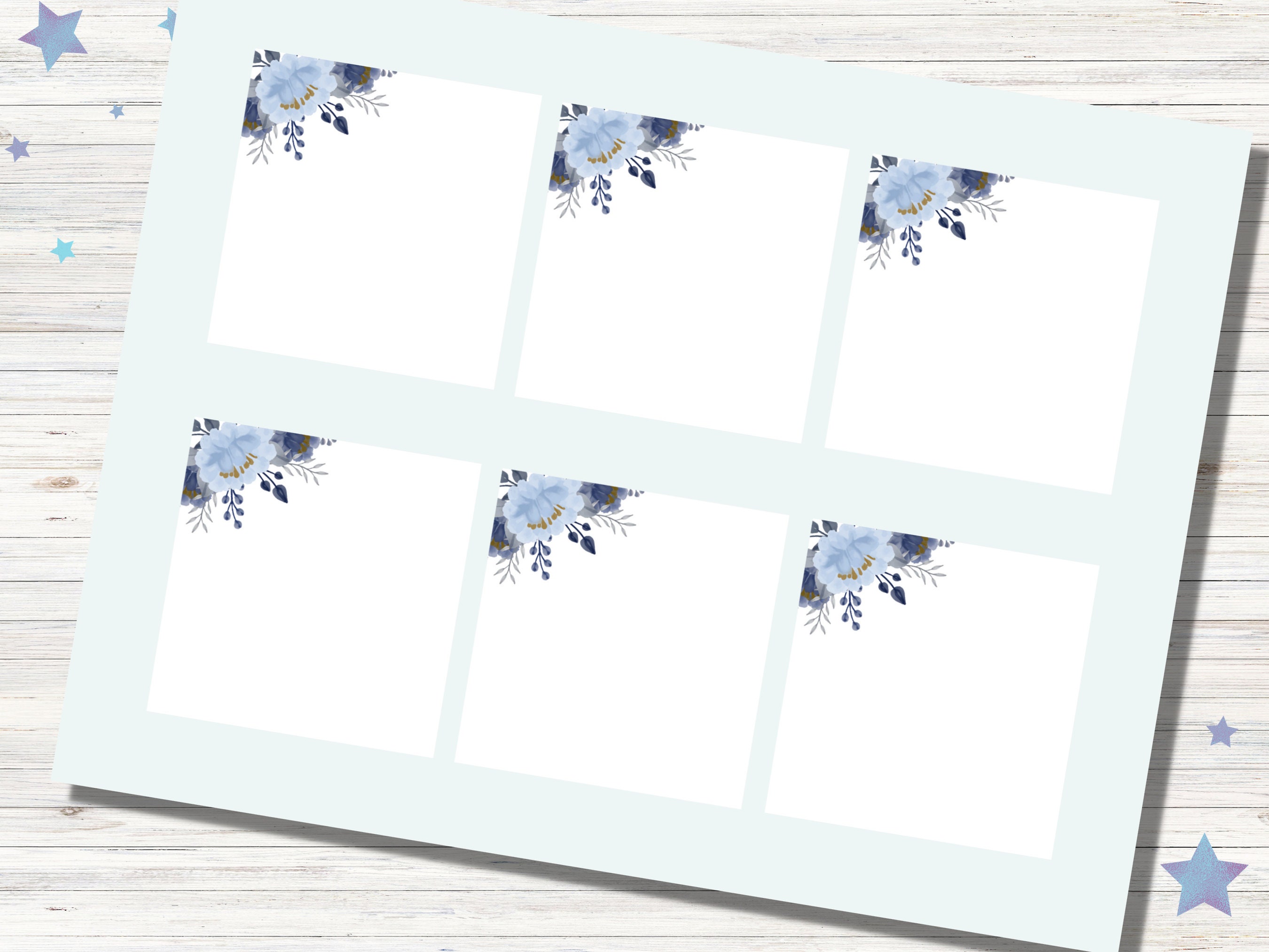 Birthday Favor or Gift Tags Blue Floral Personalize With - Etsy