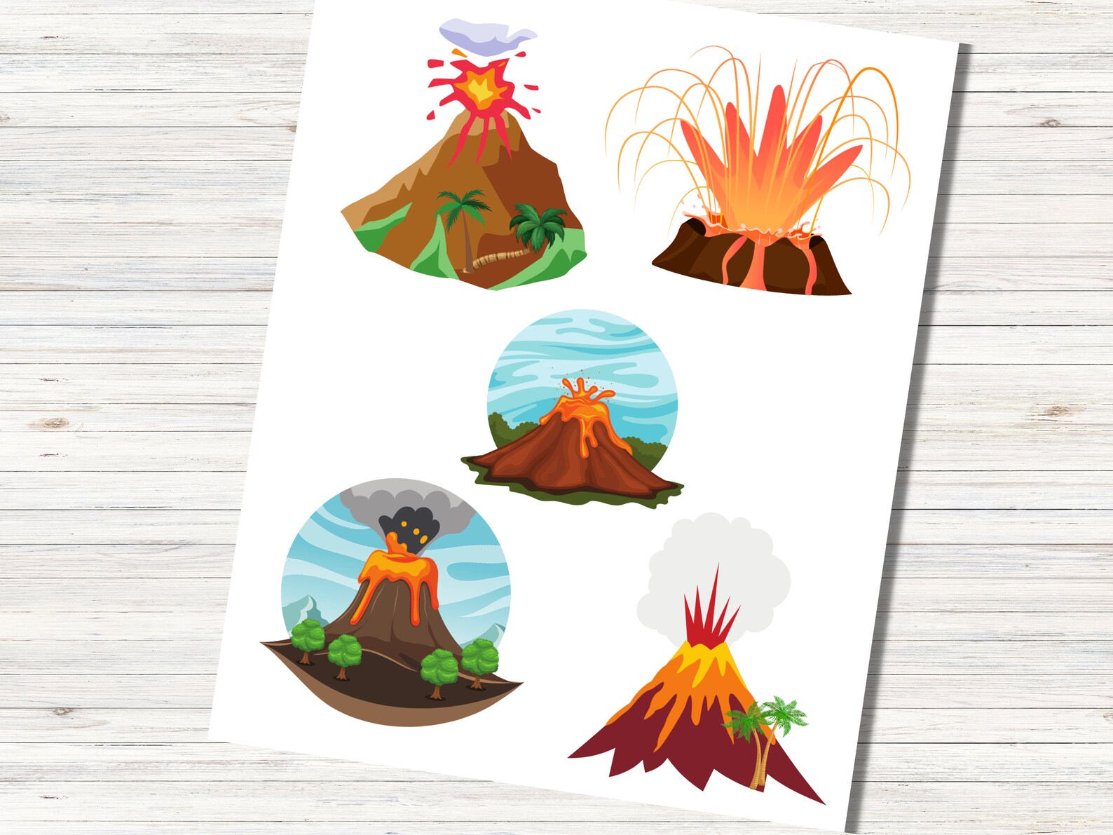 Volcano Clipart, Printable Volcano Stickers With Smoking Volcano ...