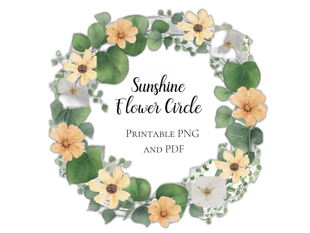 Yellow Flower Clipart, Wedding Floral Wreath, Floral Clipart, Yellow ...