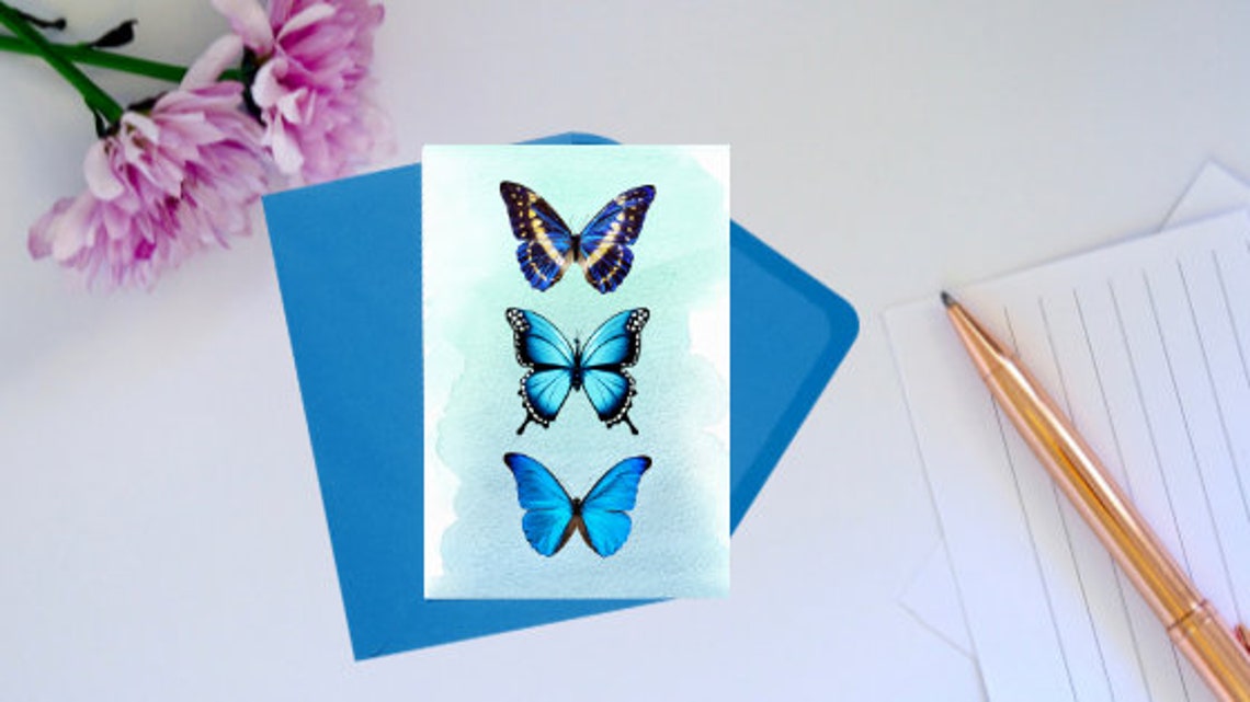 Butterflies Printable Blue Butterfly Print Butterfly Wall | Etsy