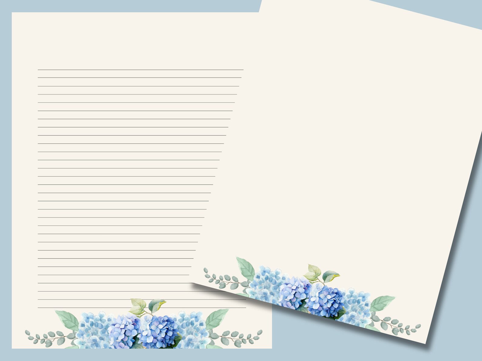 Blue Hydrangea Stationery: Floral Writing Paper With Envelope (PDF) - Etsy