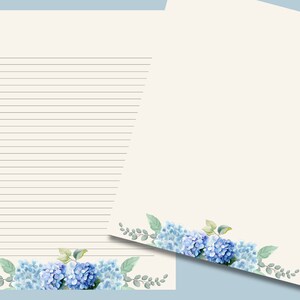 Blue Hydrangea Stationery: Floral Writing Paper With Envelope (PDF) - Etsy