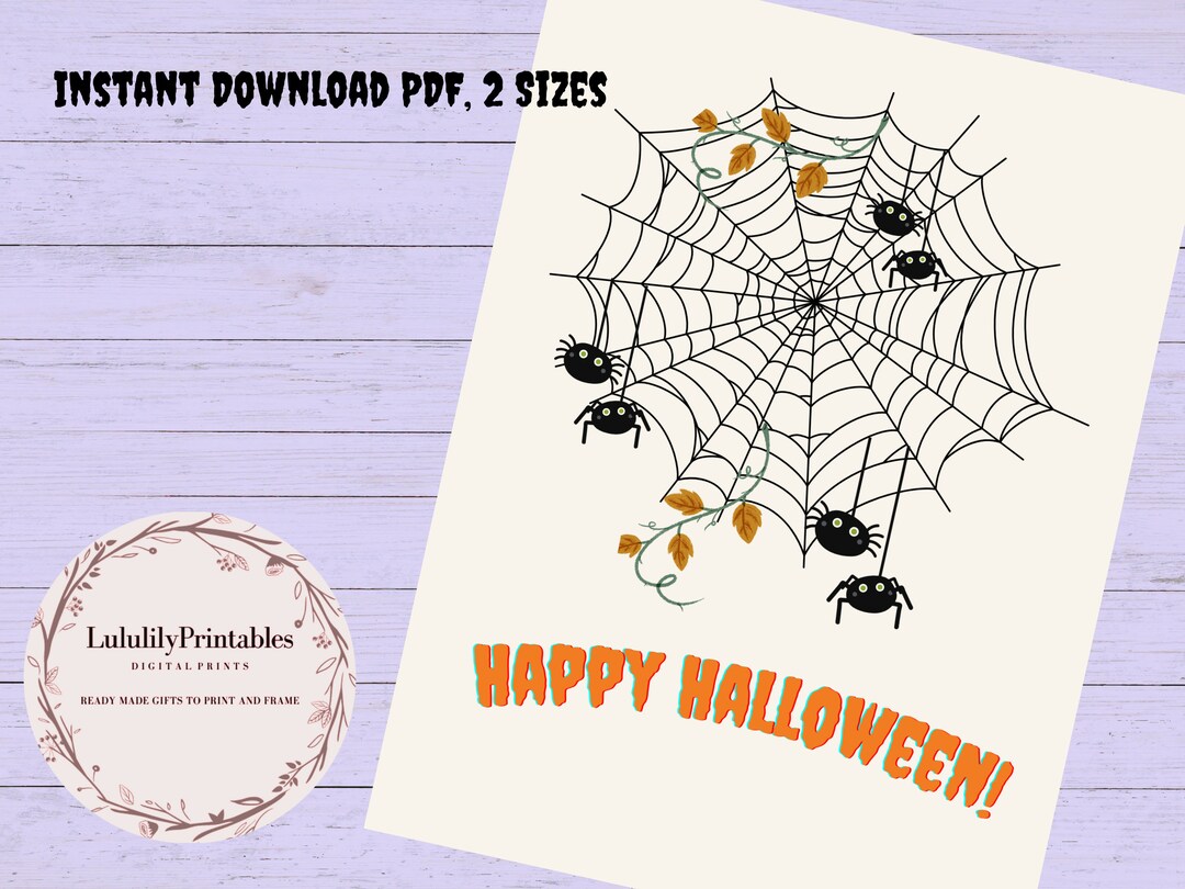 Halloween Spider Printable Party Poster, Halloween Wall Art - Etsy