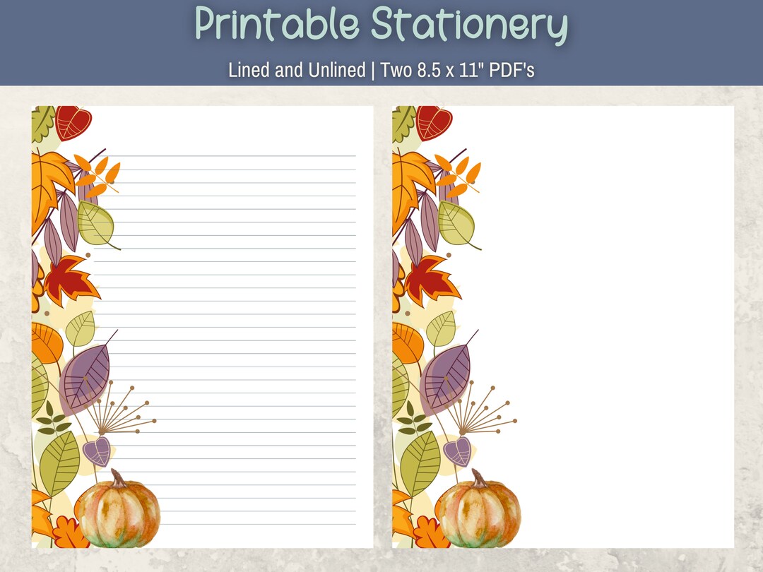 Fall Colors Printable Stationery, Journal Pages, Autumn Paper Writing ...