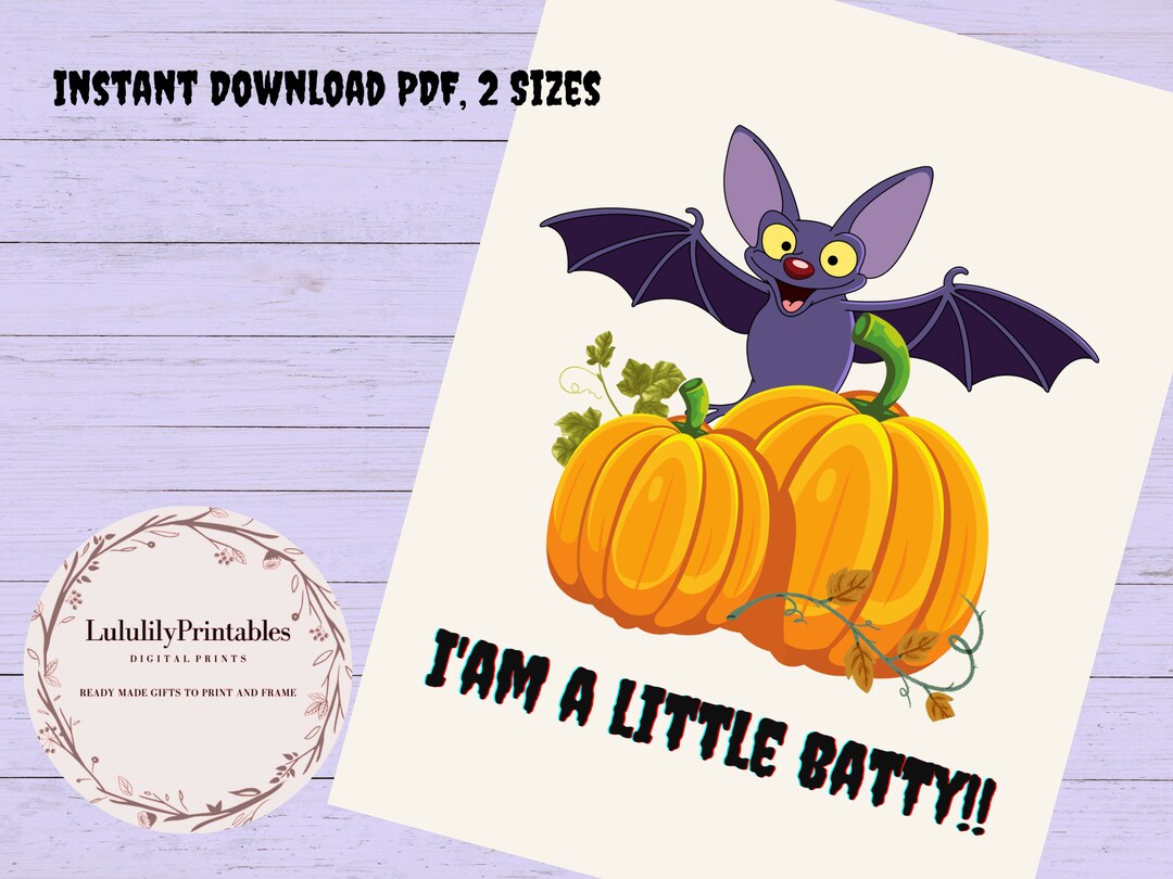 Halloween Bat, Cute Bat Printable Poster, Halloween Bat Party Decor ...