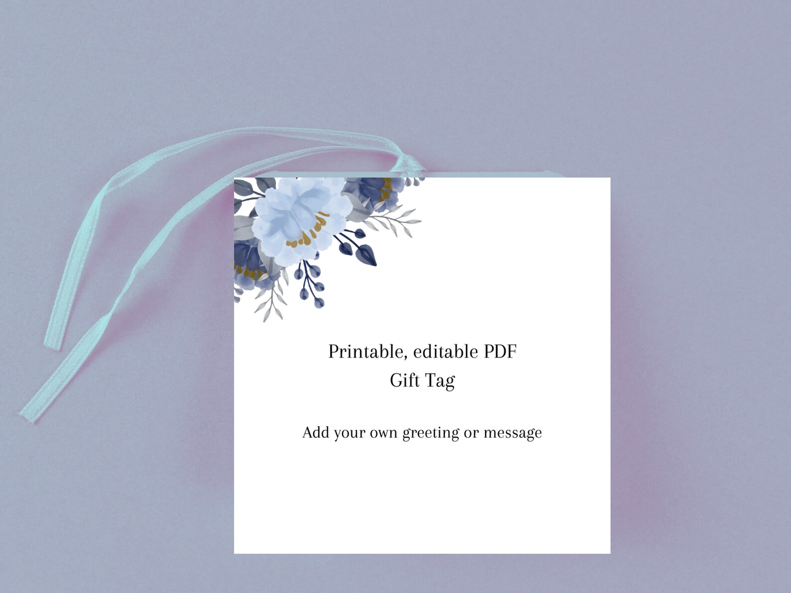 Birthday Favor or Gift Tags Blue Floral Personalize With - Etsy