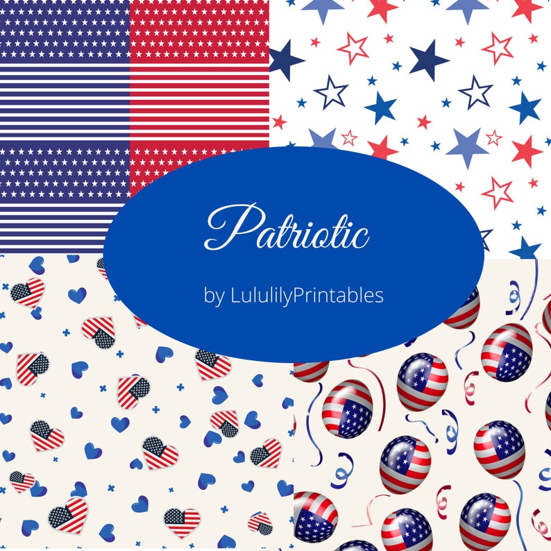 4th July Digital Paper Printable Americana Stars & Stripes USA Flag ...