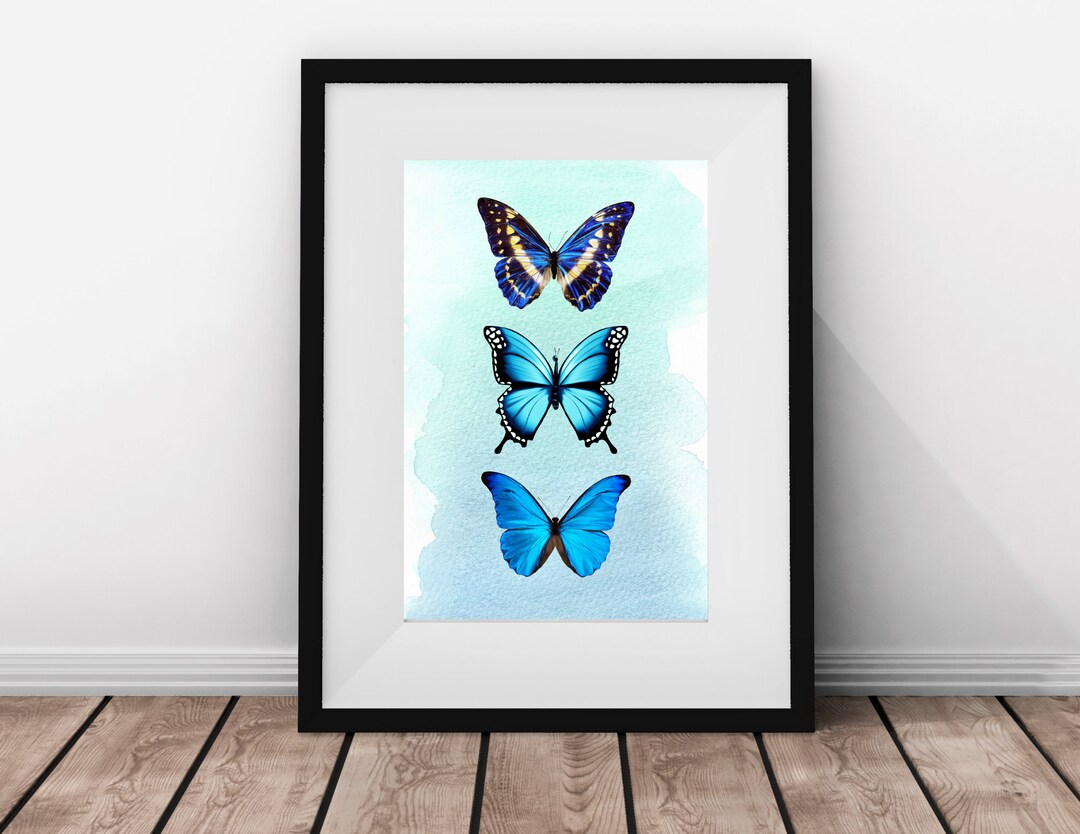 Butterflies Printable, Blue Butterfly Watercolor, Printable Wall Art - Etsy