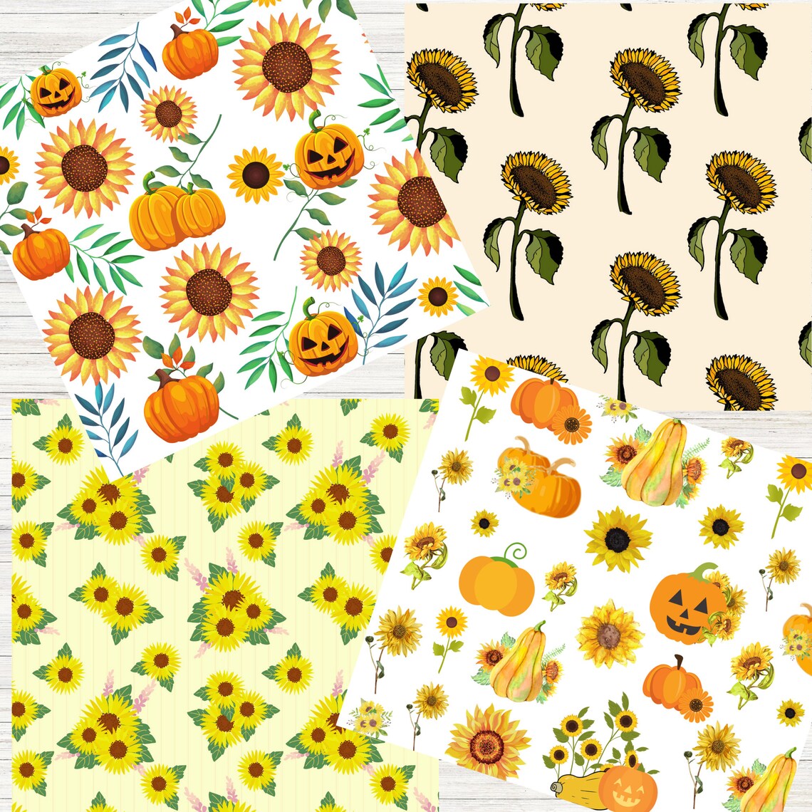 Sunflower Pumpkin Digital Paper Printable Paper - Etsy