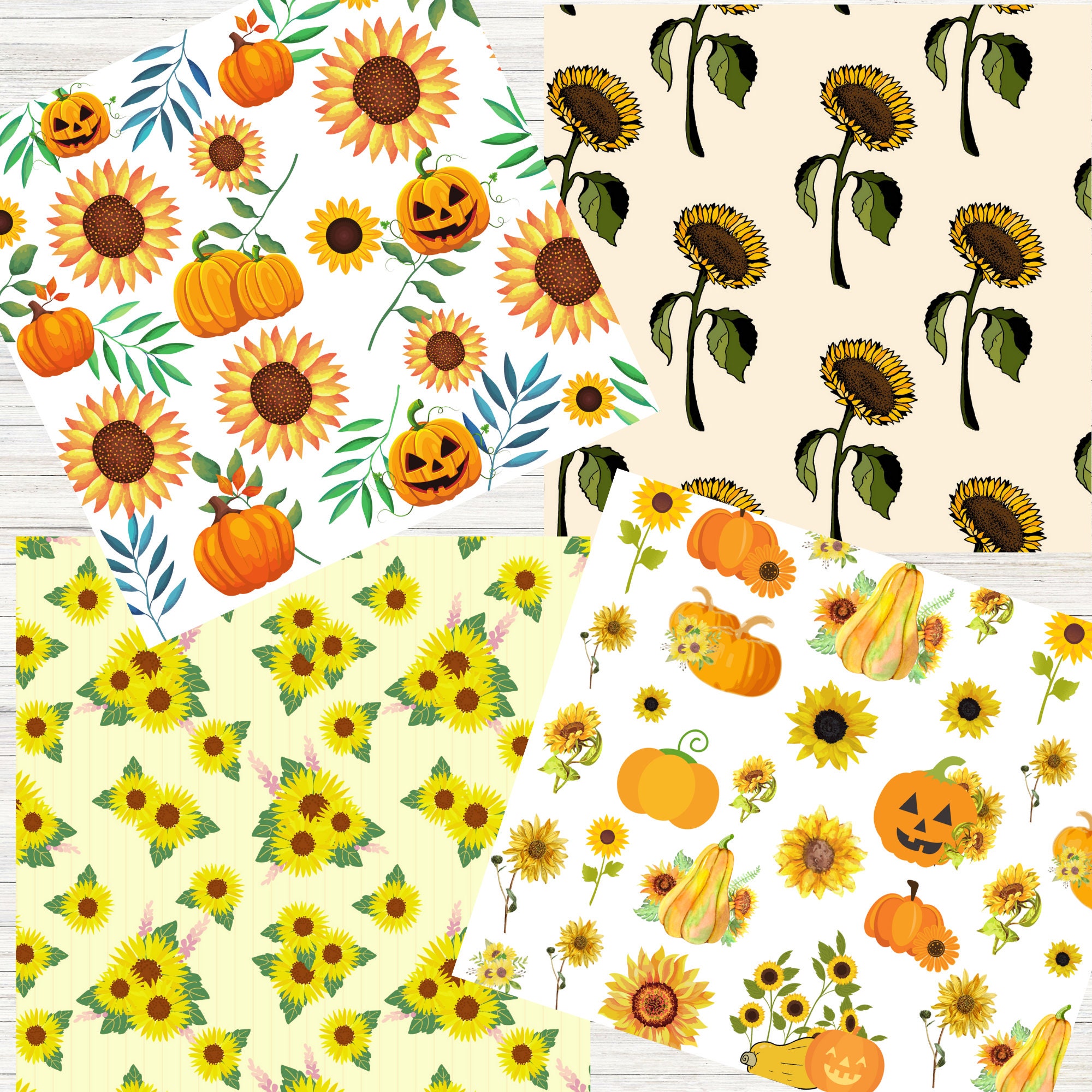 Sunflower Pumpkin Digital Paper Printable Paper - Etsy