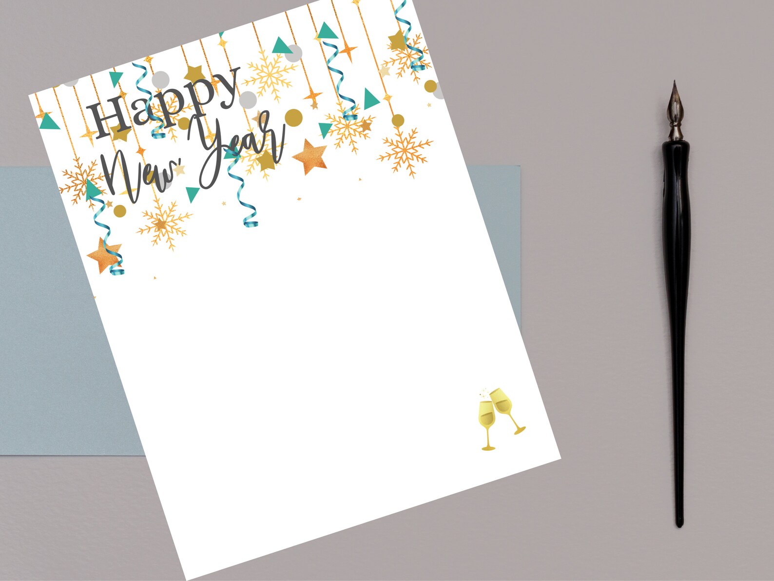 Happy New Year Printable Paper, Letter Writing Journal Pages, New Year ...